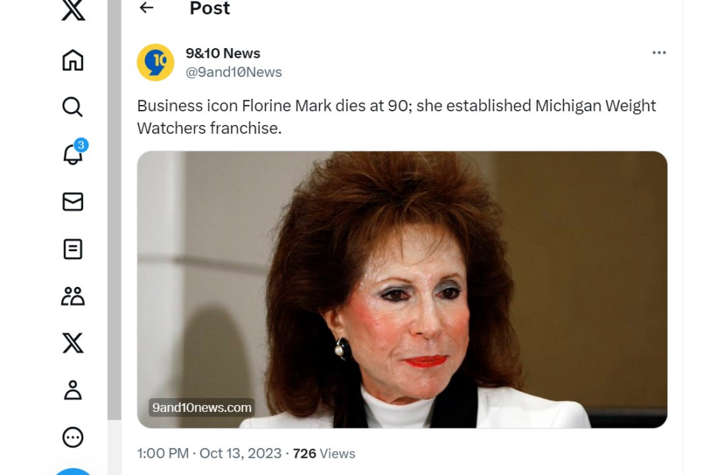 Florine Mark's Age at the Time of Her Passing: A Life Well Lived | Tilt ...